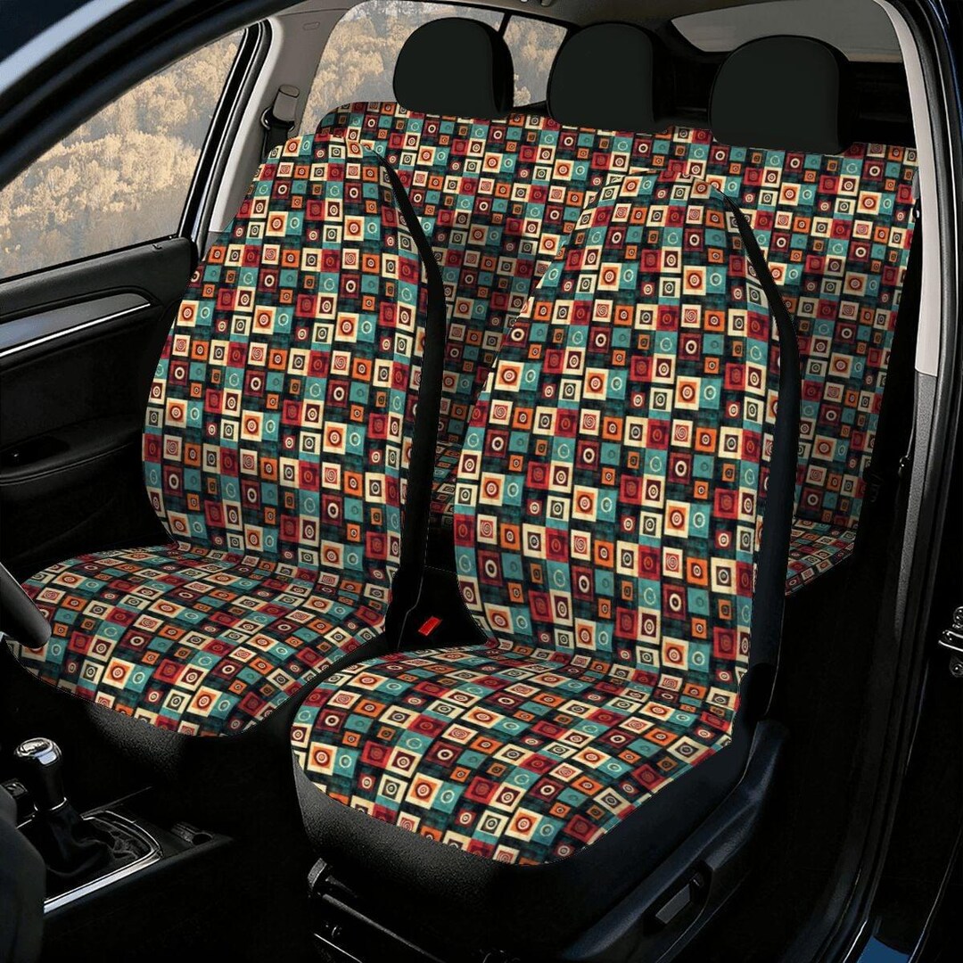 Geometric Boho Squares Universal Car Seat Cover Gift for Car Owners ...