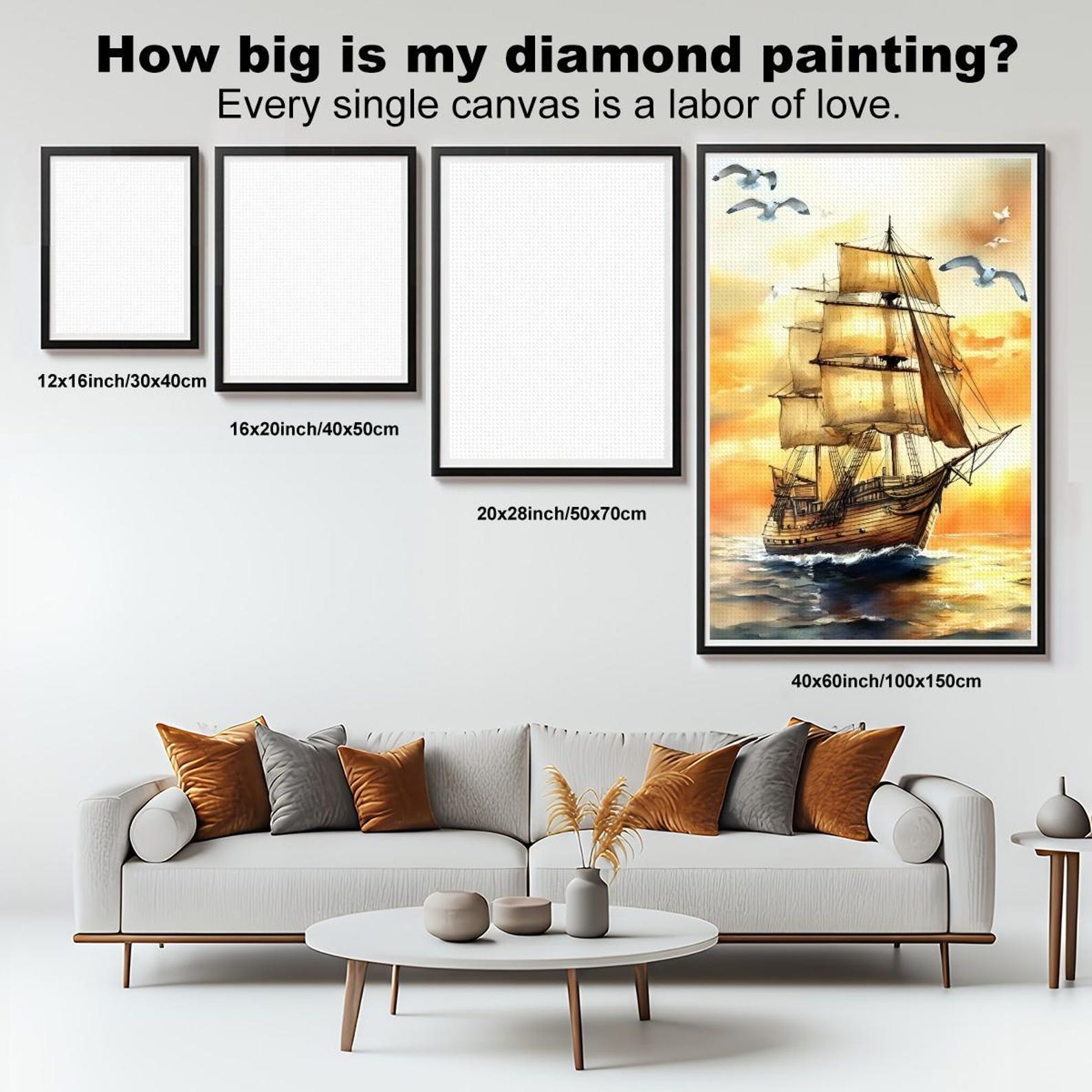 Sailing Ship Diamond Painting Kit, DIY Painting Art Wall Decor Gift for ...