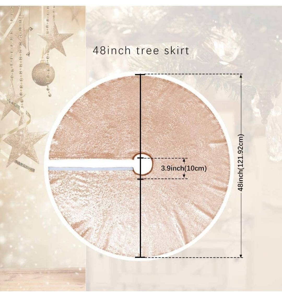 Sparkly Sequin Tree Skirt Rose Gold Round 48 Inch, Christmas ...
