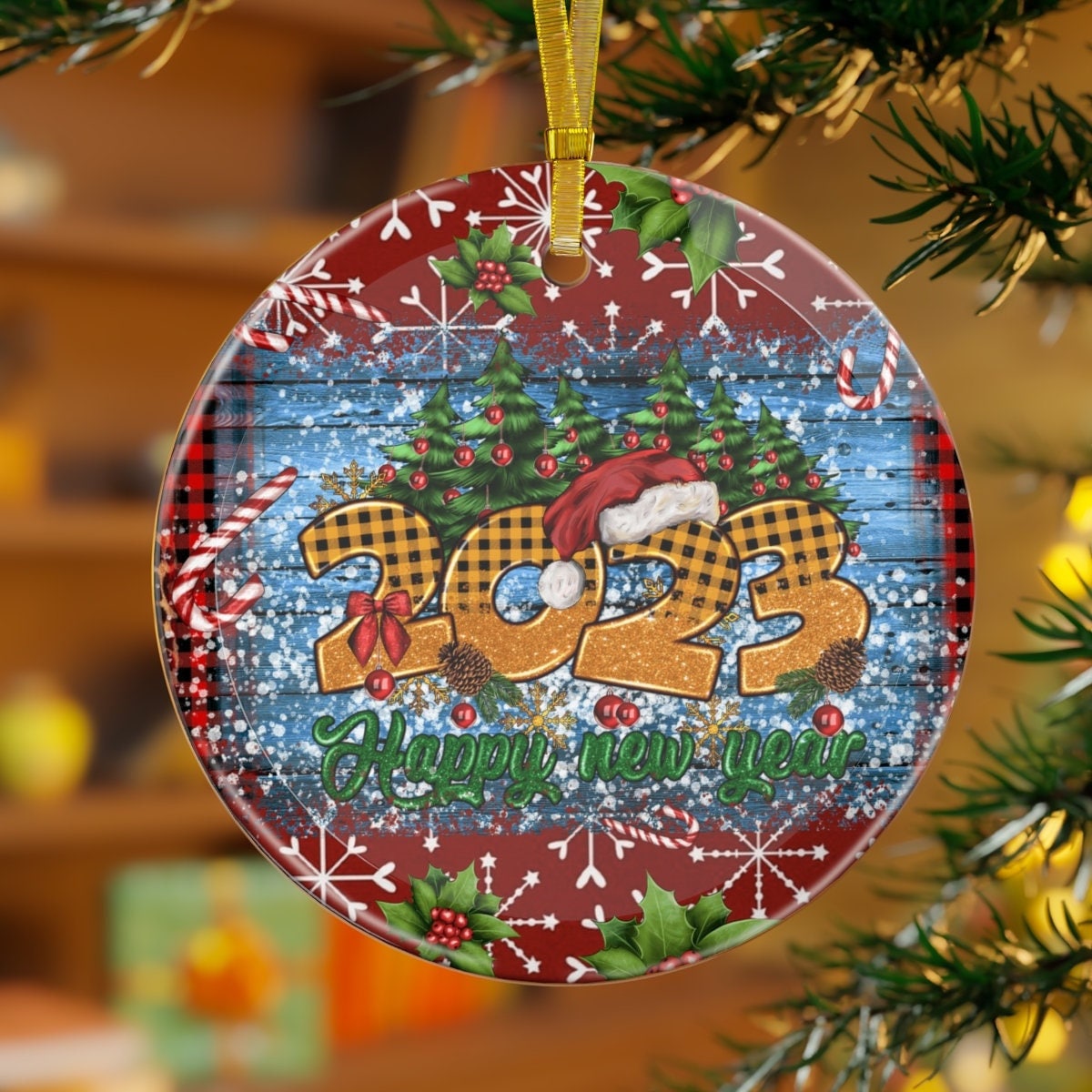 2023 Happy New Year Christmas Luxury Crystal Glass Christmas Tree ...