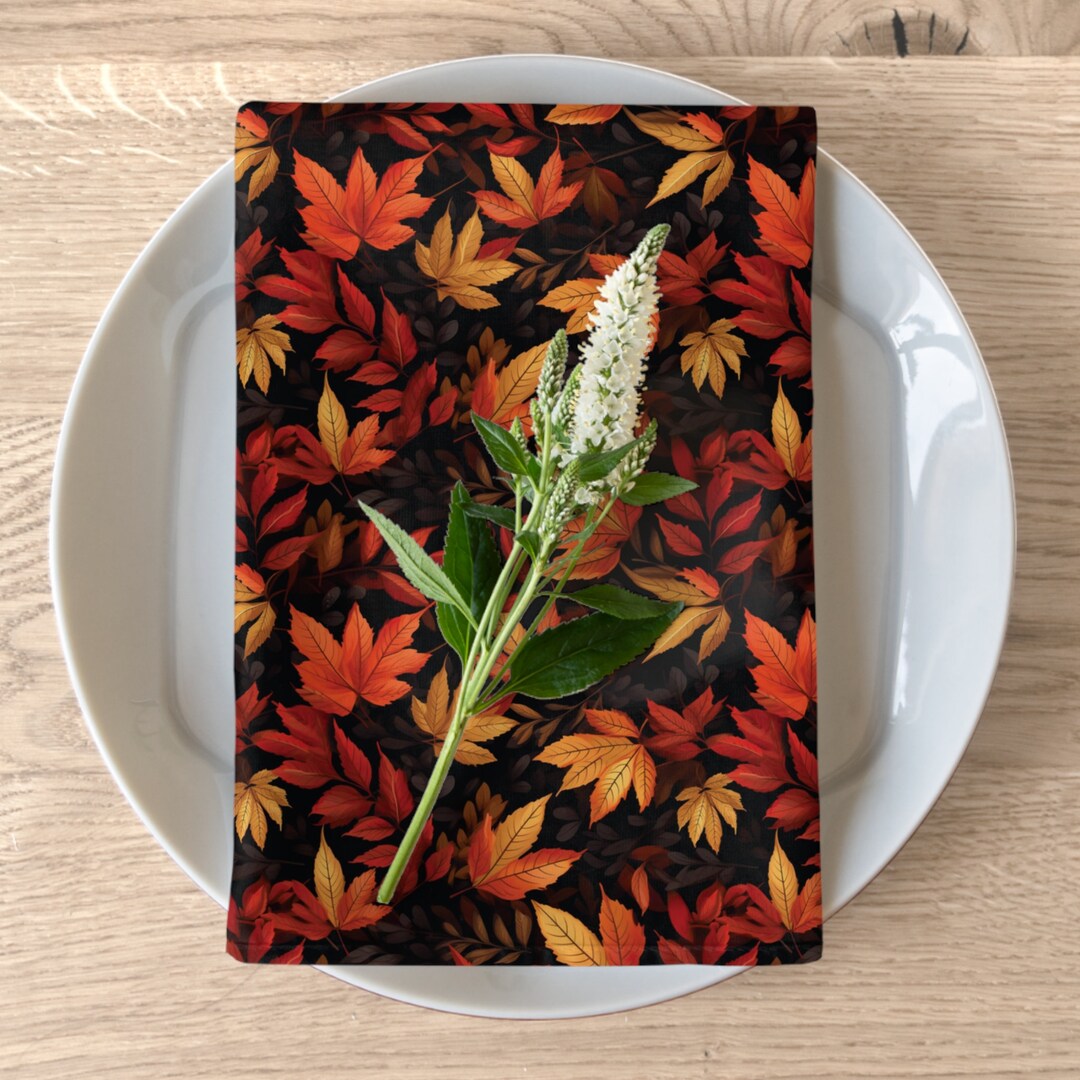 Set of 4 Cute Fall Leaves Pattern Design Dinner Napkins for - Etsy