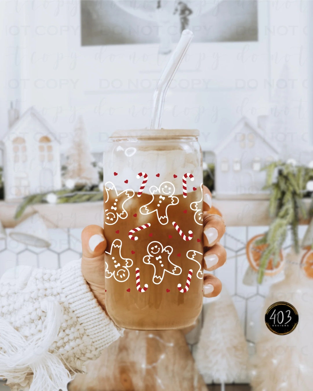 Gingerbread Men Christmas Clear Libby Glass Can UV DTF Transfer - Etsy