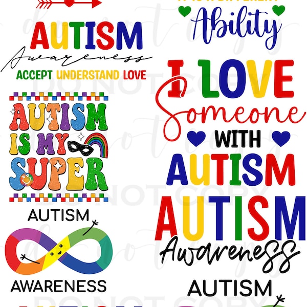 Dtf Gang Sheet Autism Awareness Transfer - Etsy