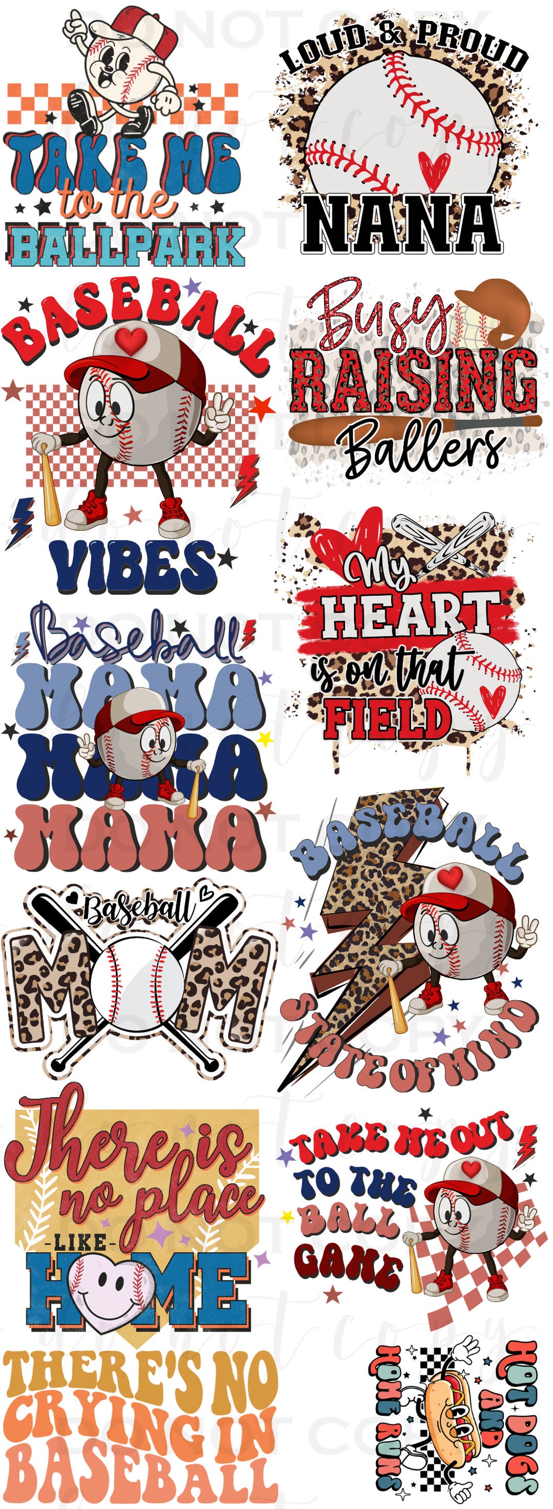 Premade DTF Gang Sheet Baseball | DTF Transfer | Direct to Film ...