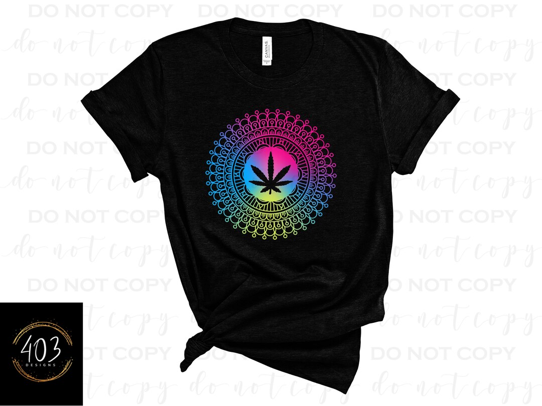 Rainbow Cannabis Mandala | DTF Transfer | Direct to Film Transfer ...