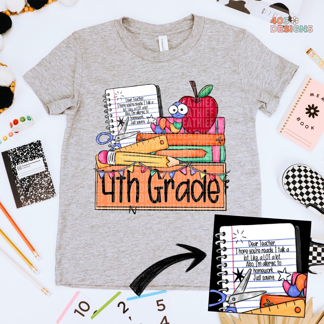 School Grade Nameplate 4th Grade | DTF Transfer | Direct to Film ...
