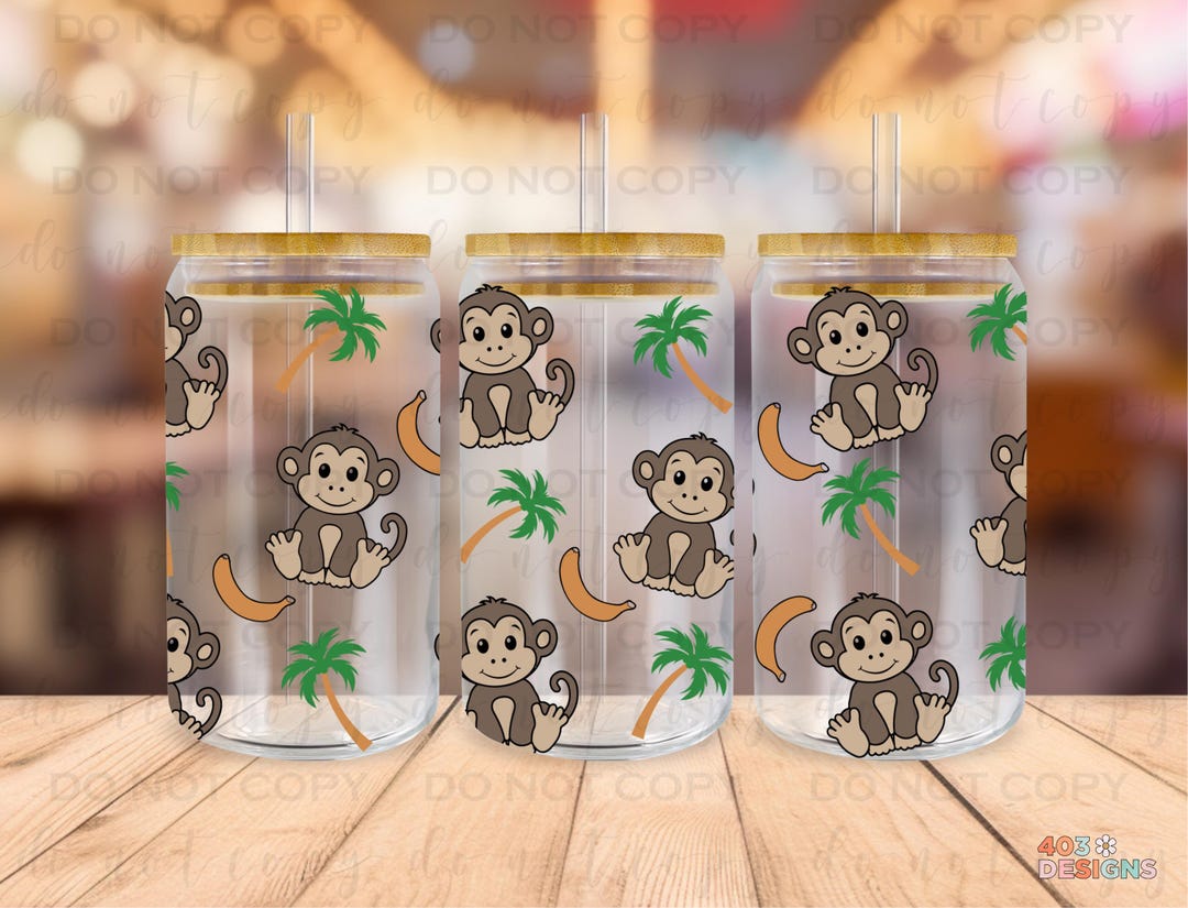 Monkeys Libby Glass Can UV DTF Transfer - Etsy
