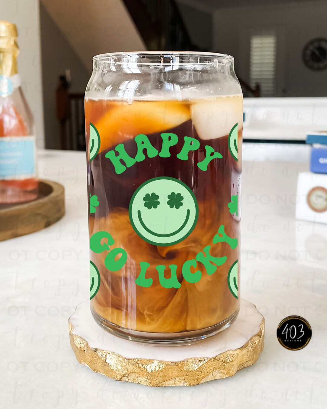 Happy Go Lucky Libby Glass Can UV DTF Transfer - Etsy