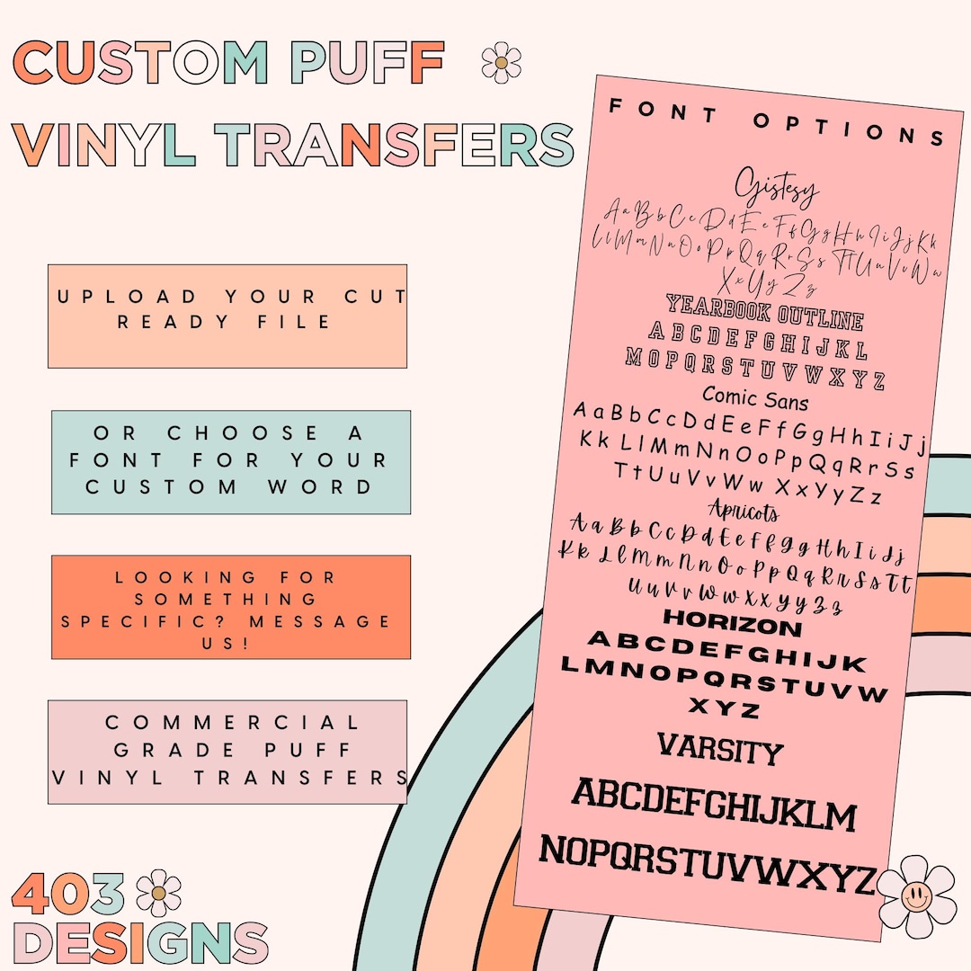 Custom Puff Vinyl Transfer - Etsy