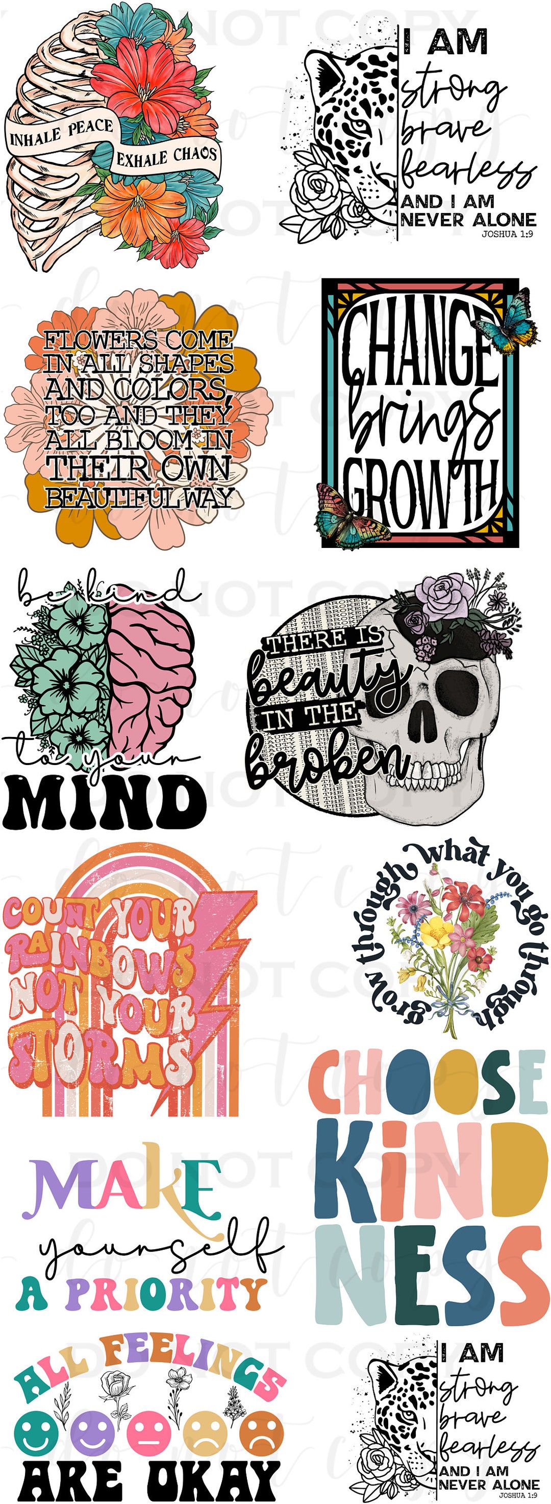 Premade DTF Gang Sheet Mental Health | DTF Transfer | Direct to Film ...