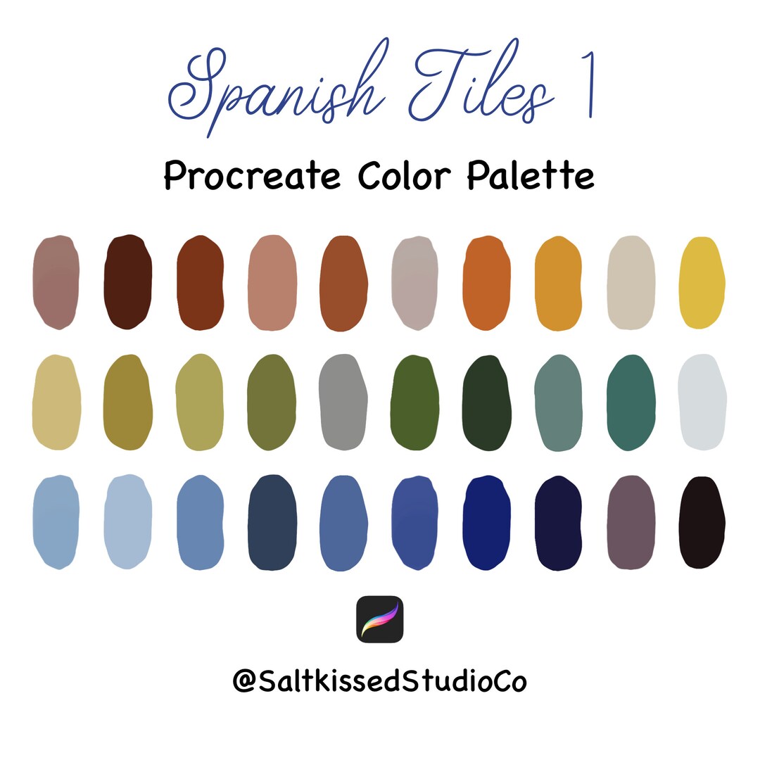 Spanish Tiles 1 Color Palette | Procreate Color Palette | Lettering ...