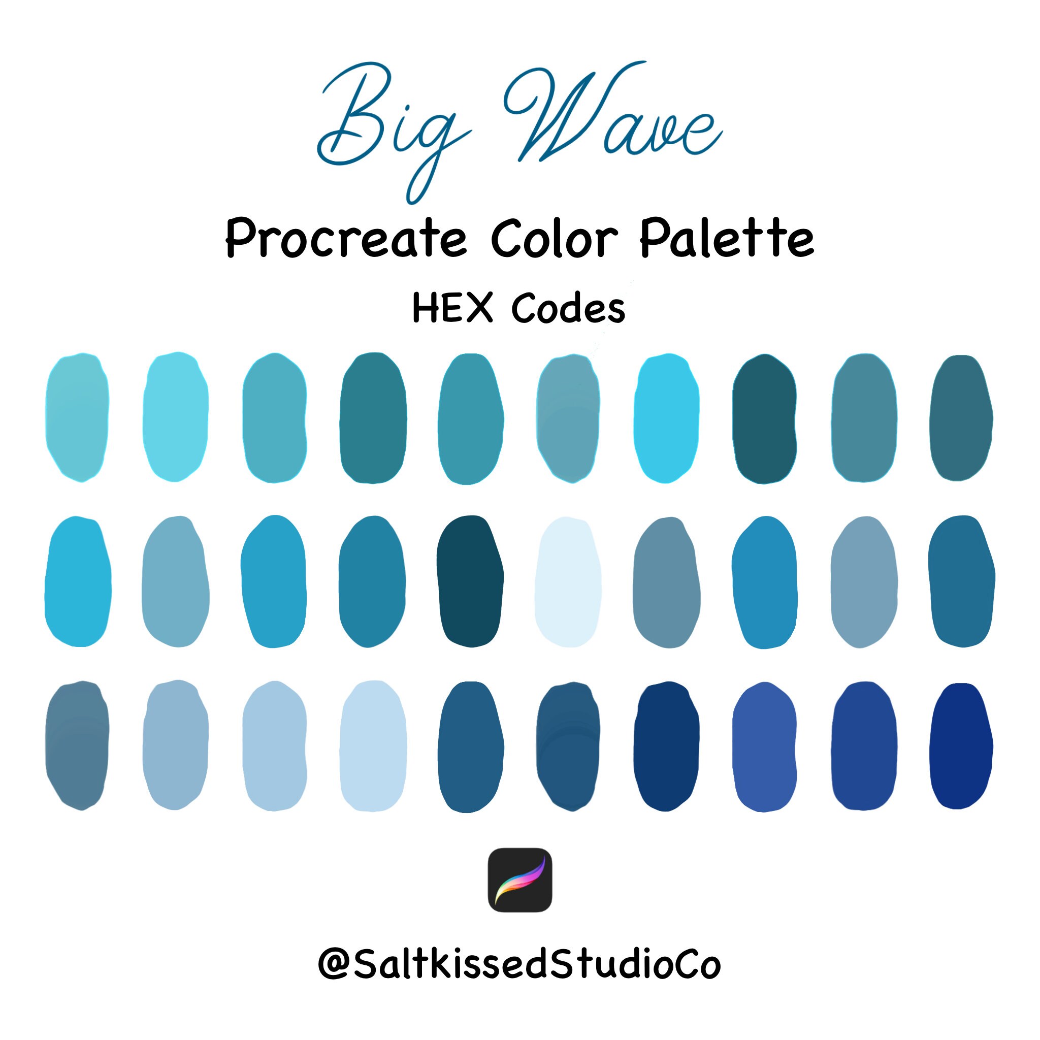 Big Wave Color Palette | Procreate Color Palette | Lettering | Digital ...
