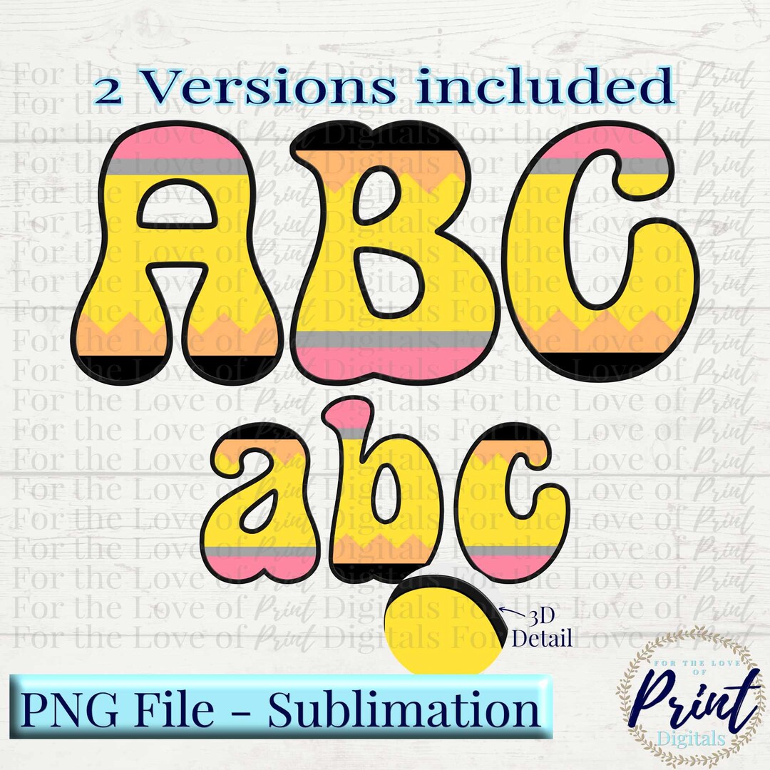 Retro Doodle Alphabet, Retro Letters PNG, Pencil Alphabet Bundle, Retro ...