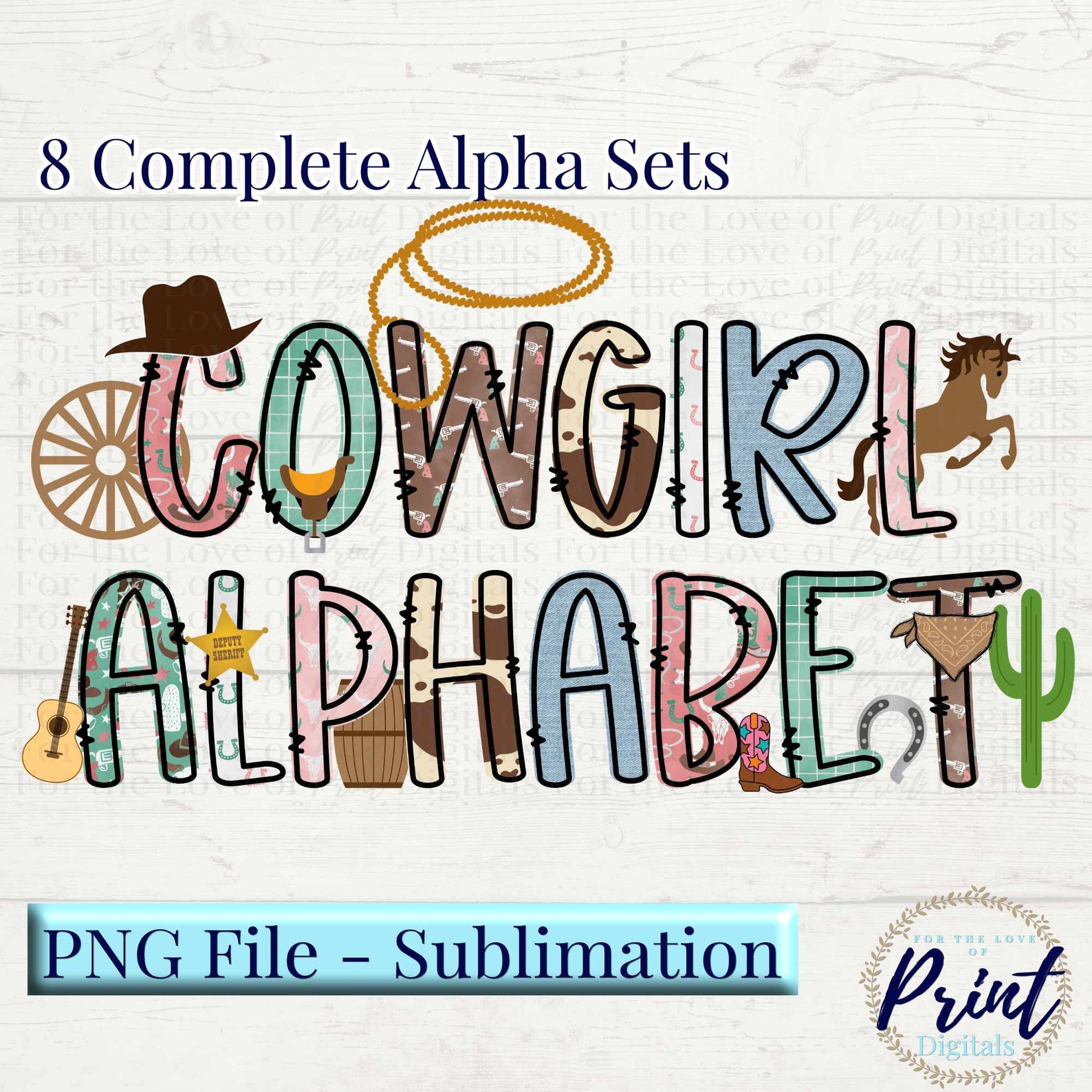 Cowgirl Doodle Alphabet PNG, Cowgirl Doodle Letters, Western Alphabet ...