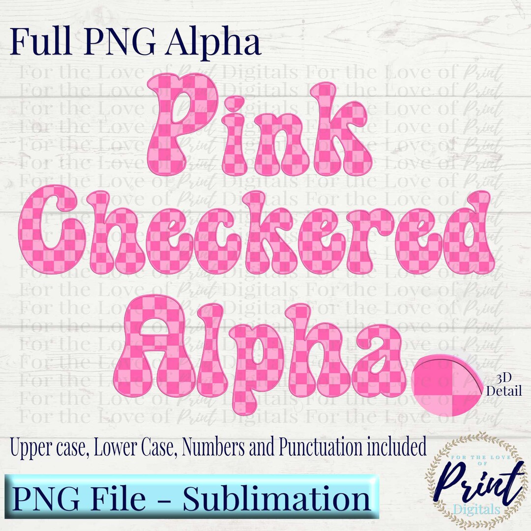 Pink Checker Doodle Alphabet, Retro Alphabet Png,checkered Alphabet ...