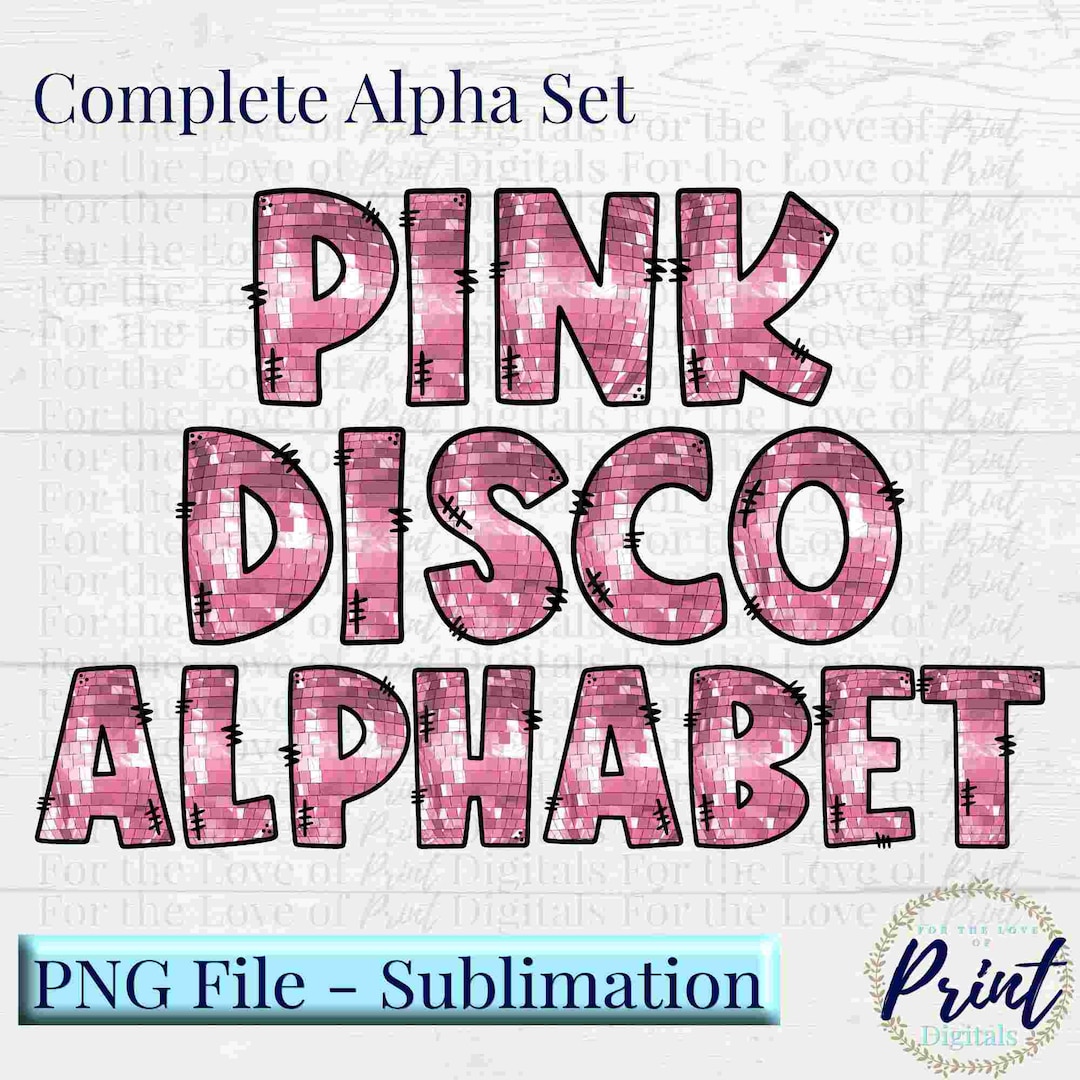 Pink Disco Doodle Alphabet, Retro Disco Alphabet PNG, Retro Doodle ...