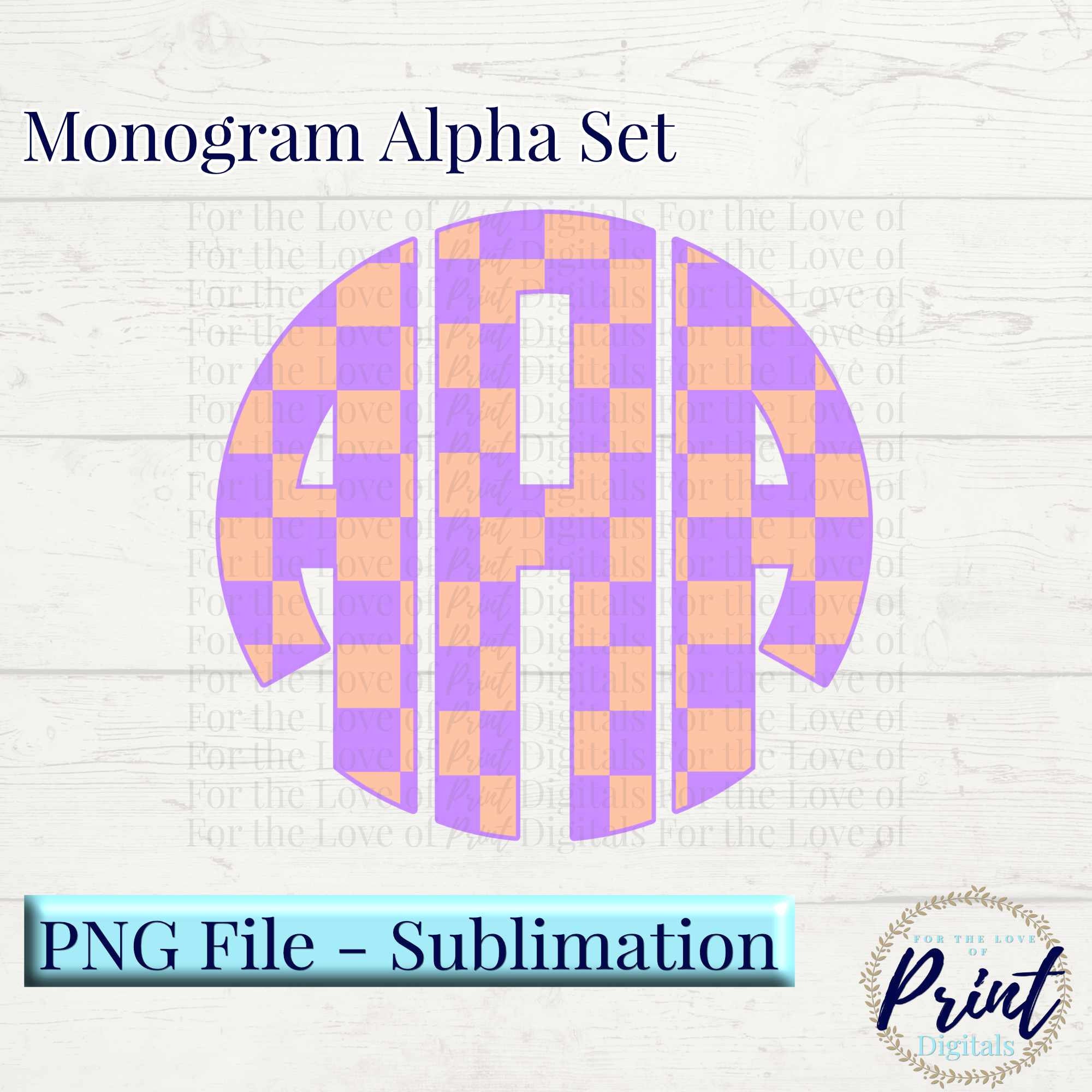 Retro Checkered Circle Monogram, Checkered Monogram, Monogram PNG, Full ...