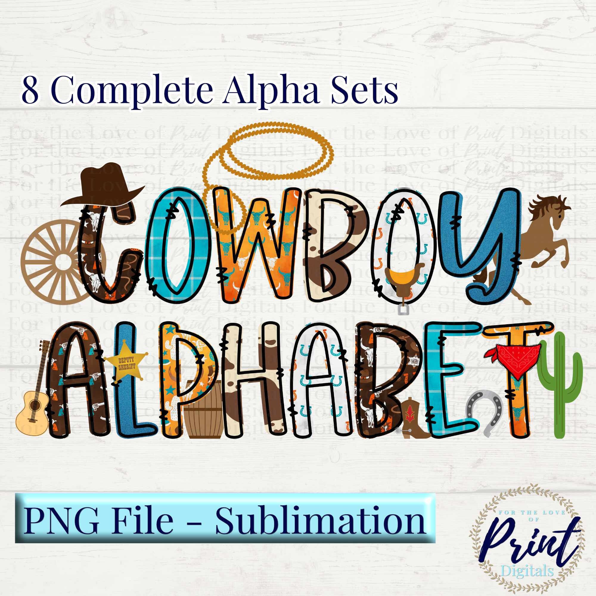 Cowboy Doodle Alphabet PNG, Cowboy Doodle Letters, Western Alphabet ...