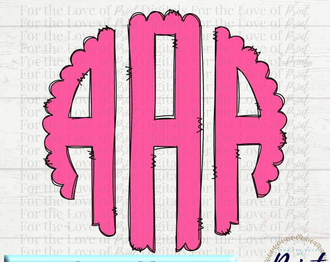 Bright Pink Scallop Monogram, Summer Monogram, Monogram PNG, Full ...