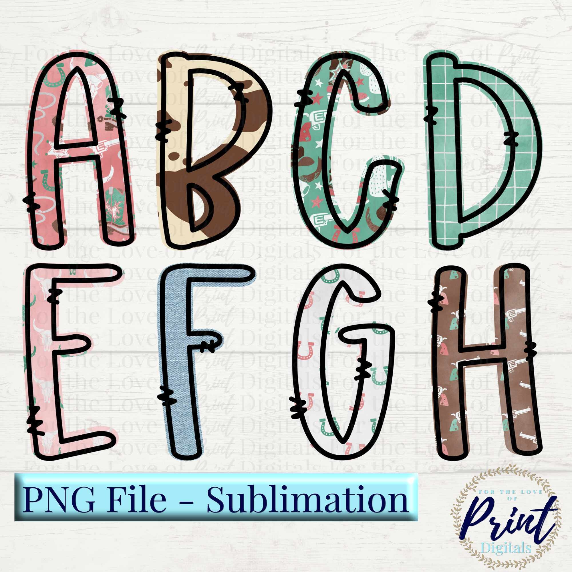 Cowgirl Doodle Alphabet PNG, Cowgirl Doodle Letters, Western Alphabet ...