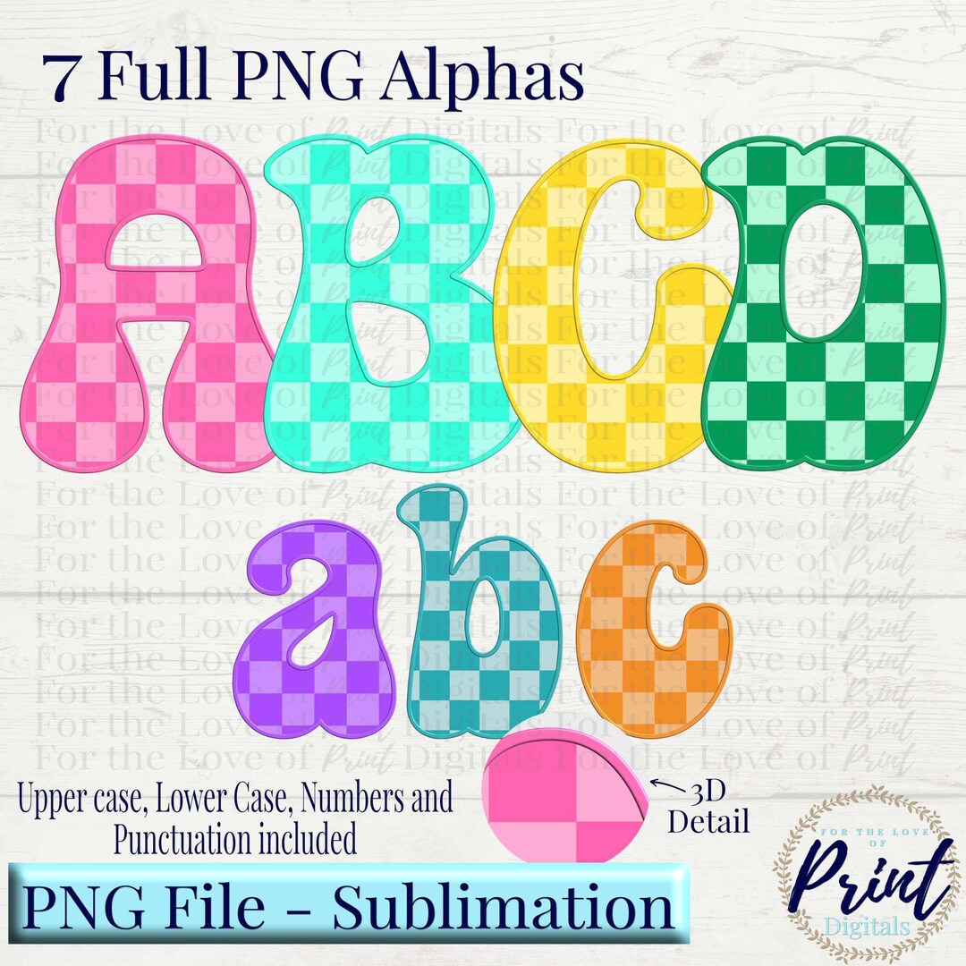 Retro Checkered Doodle Alphabet, Retro Alphabet PNG, Checkered Alphabet ...