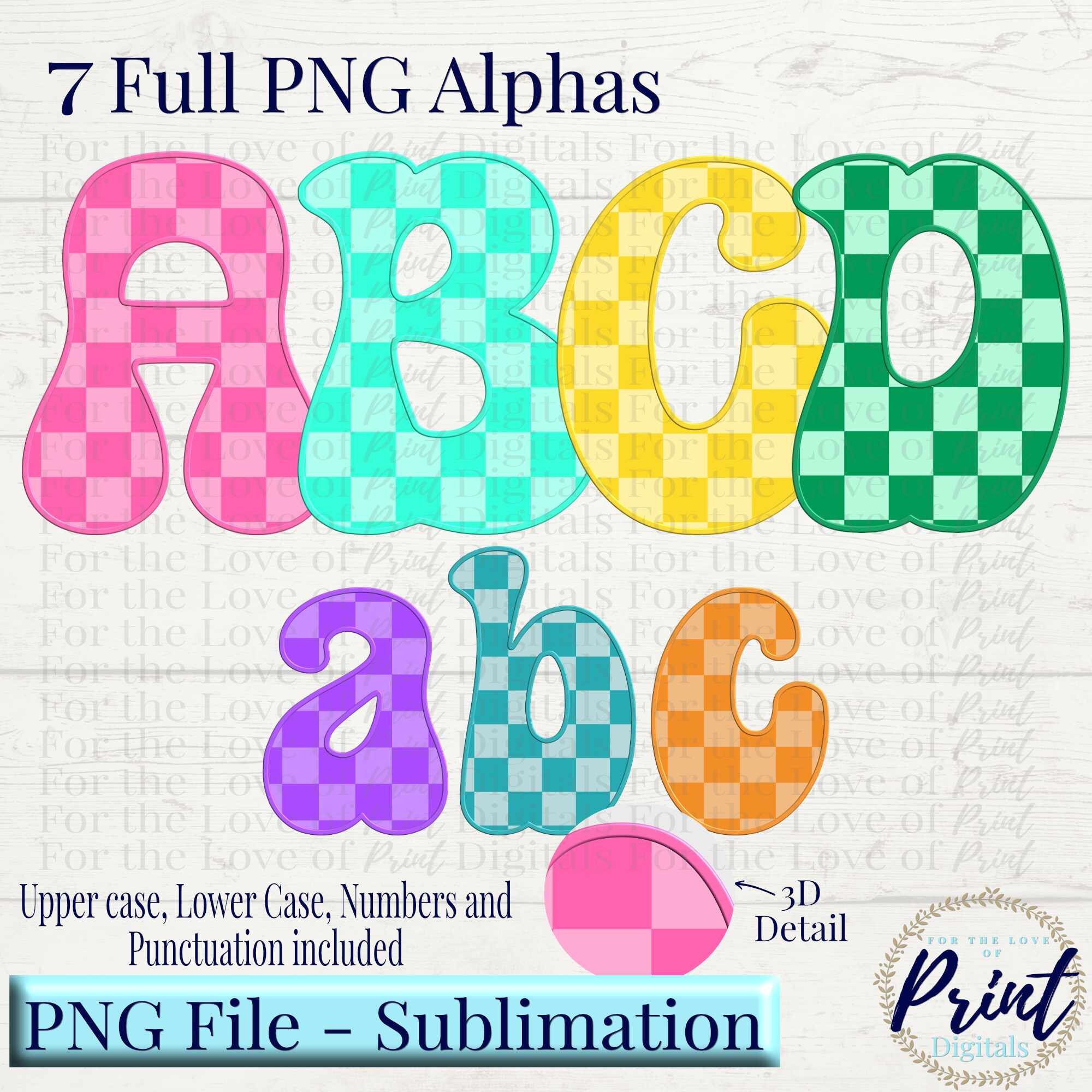 Retro Checkered Doodle Alphabet, Retro Alphabet PNG, Checkered Alphabet ...