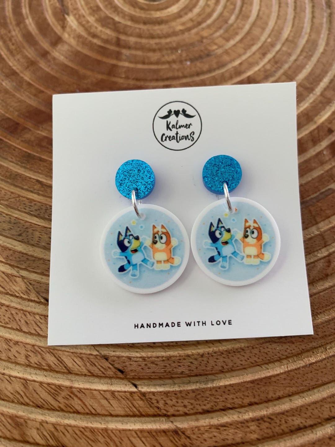 Happy Bluey & Bingo Discs – Mini Dangle Earrings - Etsy Australia