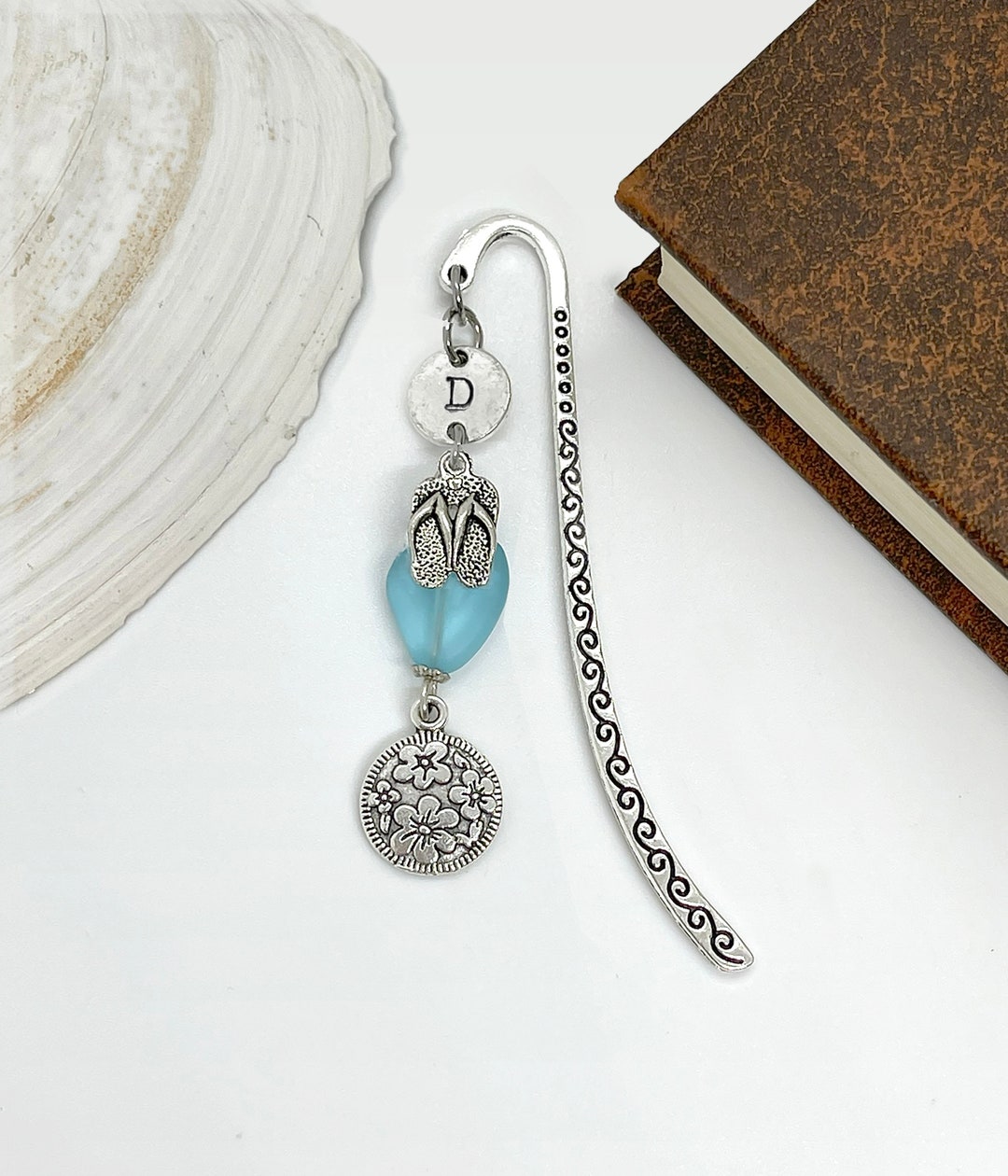 Personalized Sea Glass Beach Mini Bookmark With Antique Silver Tone ...
