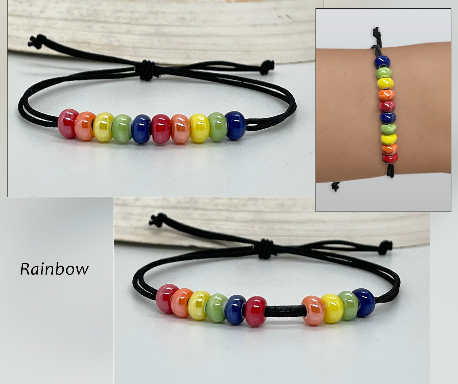 Counting Bracelet 10 Colorful Sliding Ceramic Beads Beaded Golf Stroke ...