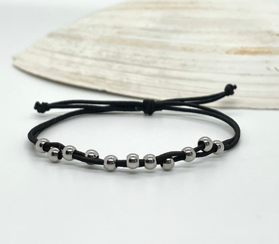 Fidget Bracelet Sliding Stainless Steel Beads Stretchy - Etsy
