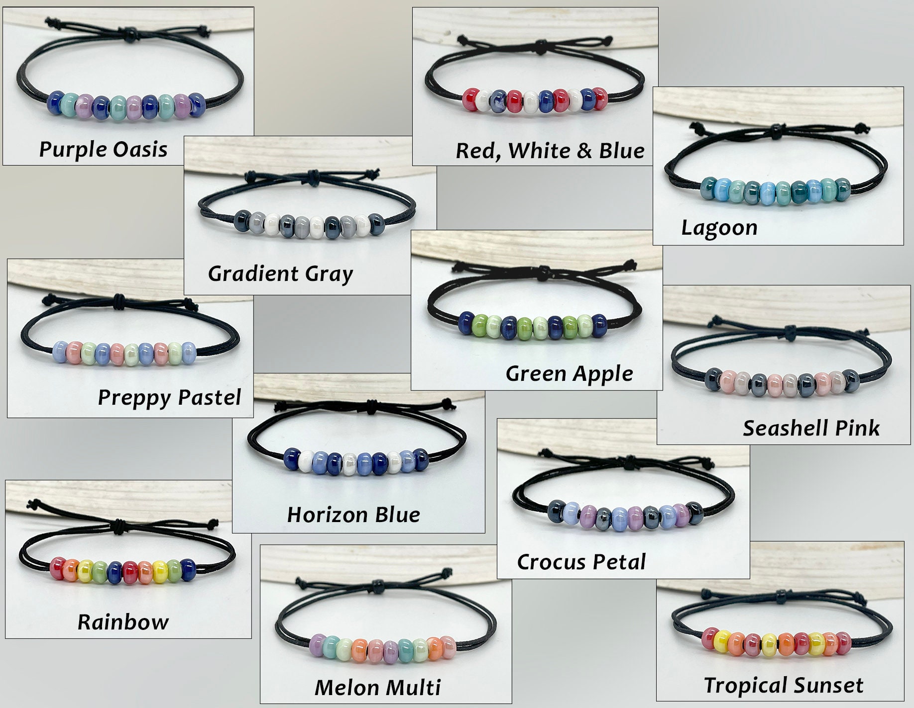 Counting Bracelet 10 Colorful Sliding Ceramic Beads Beaded Golf Stroke ...