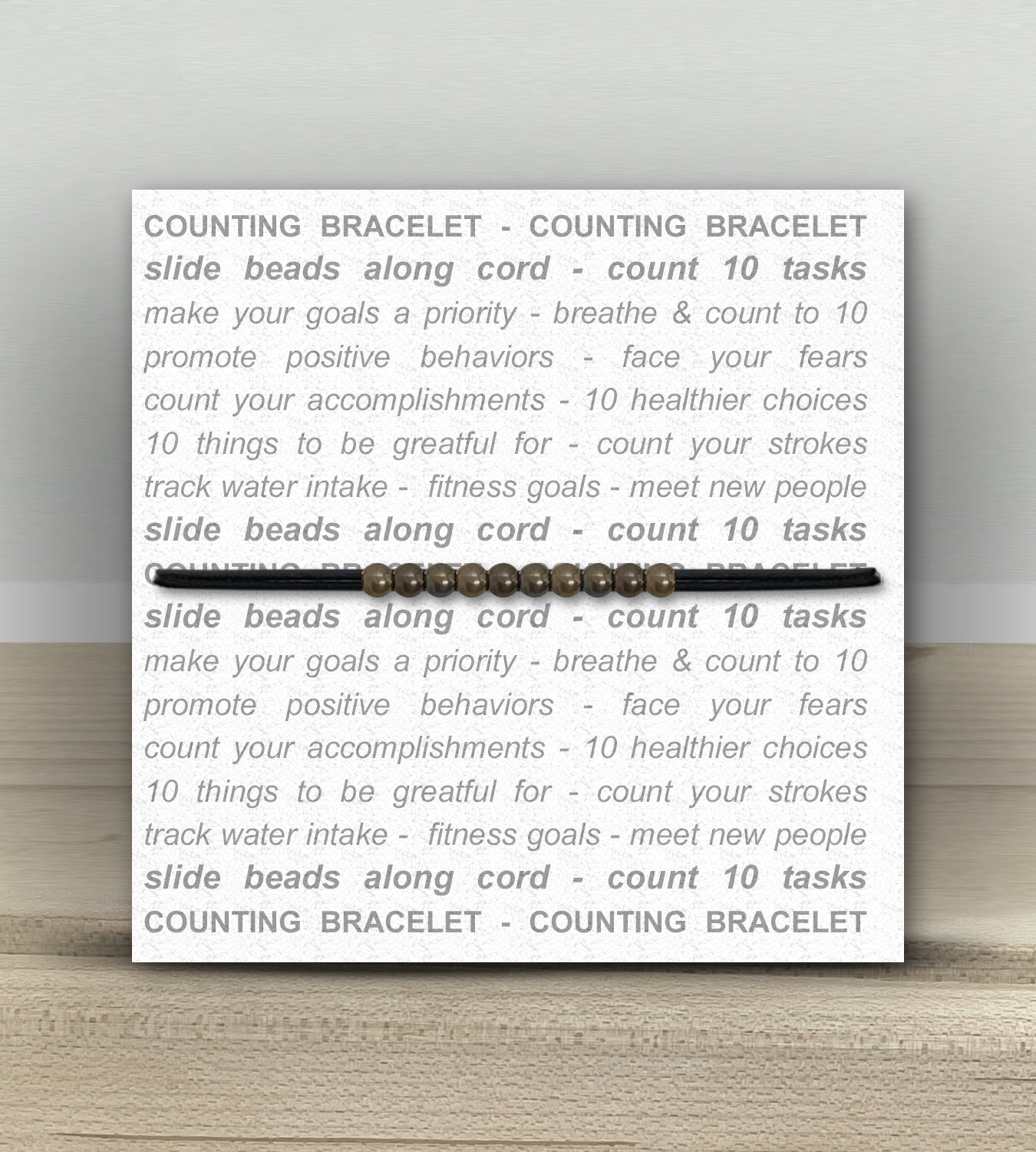 Counting Bracelet Antique Brass 10 Sliding Mini Beads Mindfulness Count ...