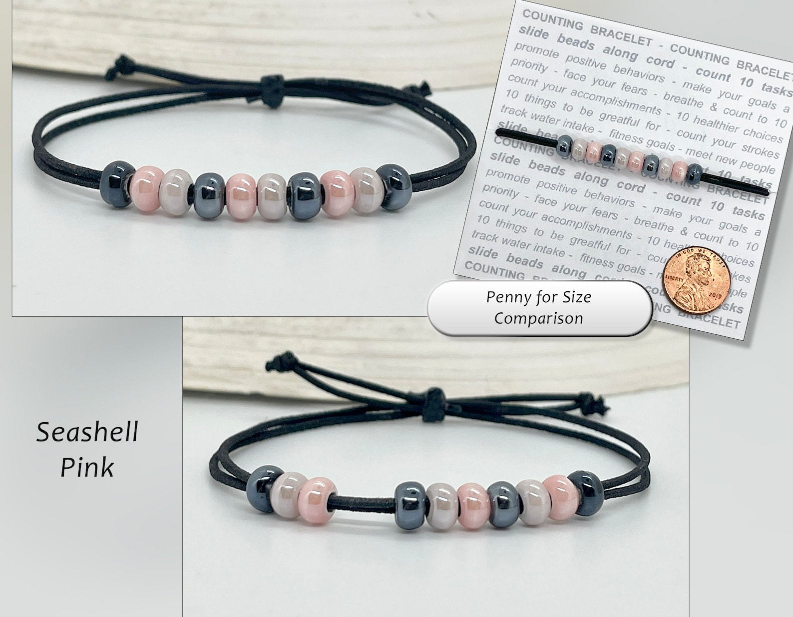 Counting Bracelet 10 Colorful Sliding Ceramic Beads Beaded Golf Stroke ...