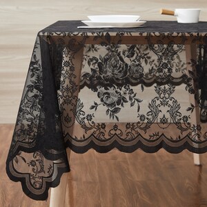 Rectangle Lace Tablecloth With English Rose Design. Rectangular ...