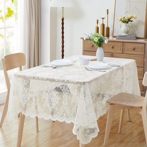 Rectangle Lace Tablecloth With English Rose Design. Rectangular ...