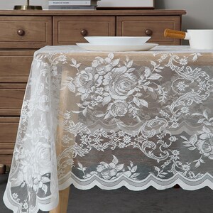 Rectangle Lace Tablecloth With English Rose Design. Rectangular ...