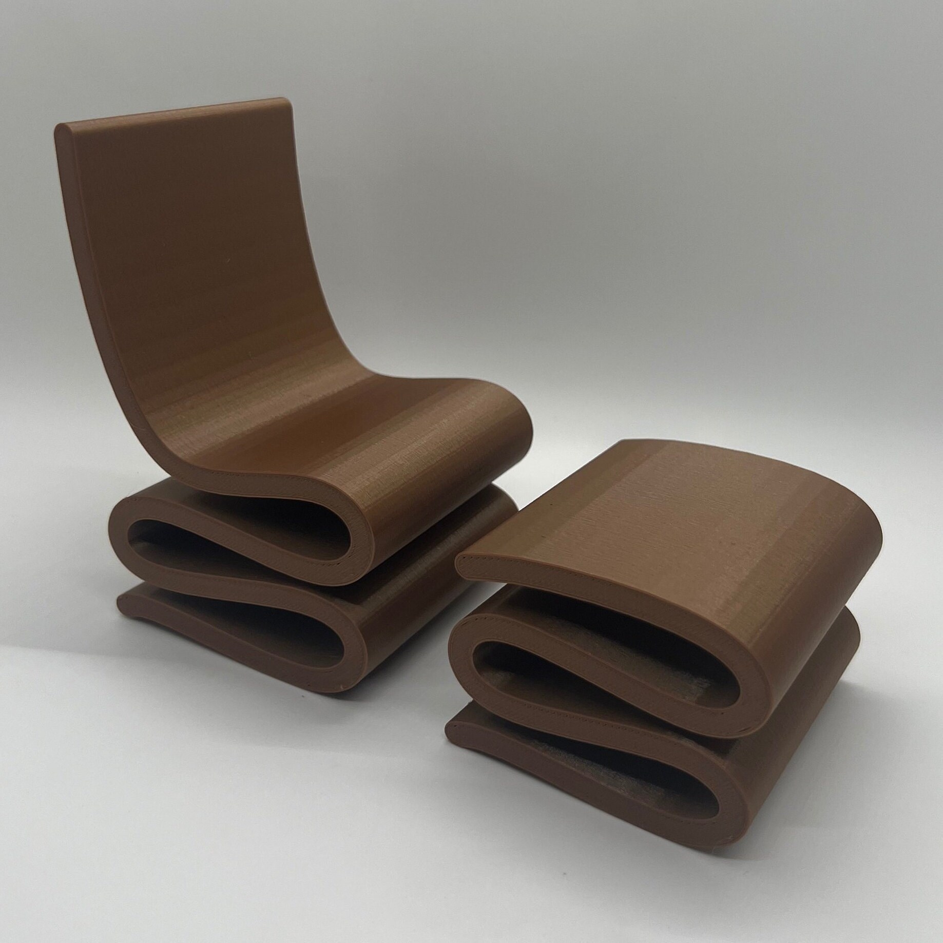 3D Printed Wiggle Chair and Ottoman Miniature - Etsy