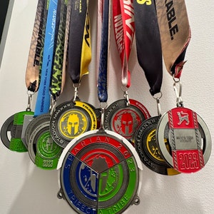 3-in-1 Spartan Trifecta Tribe Medal Wedges Display - Stand/wall Mount ...