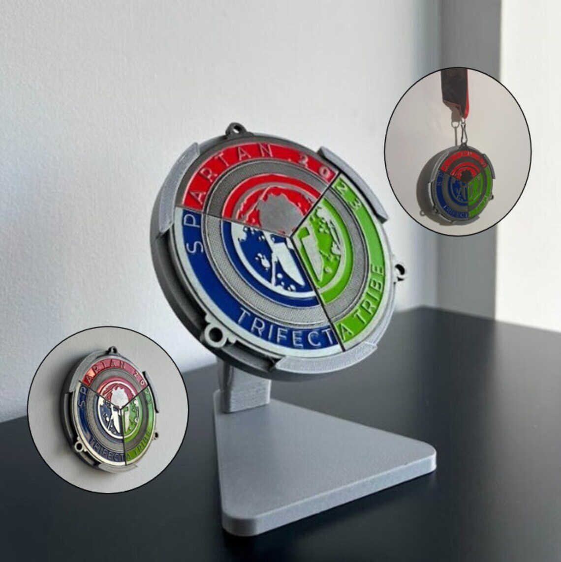 3-in-1 Spartan Trifecta Tribe Medal Stand/hanger/wall Mount - Etsy