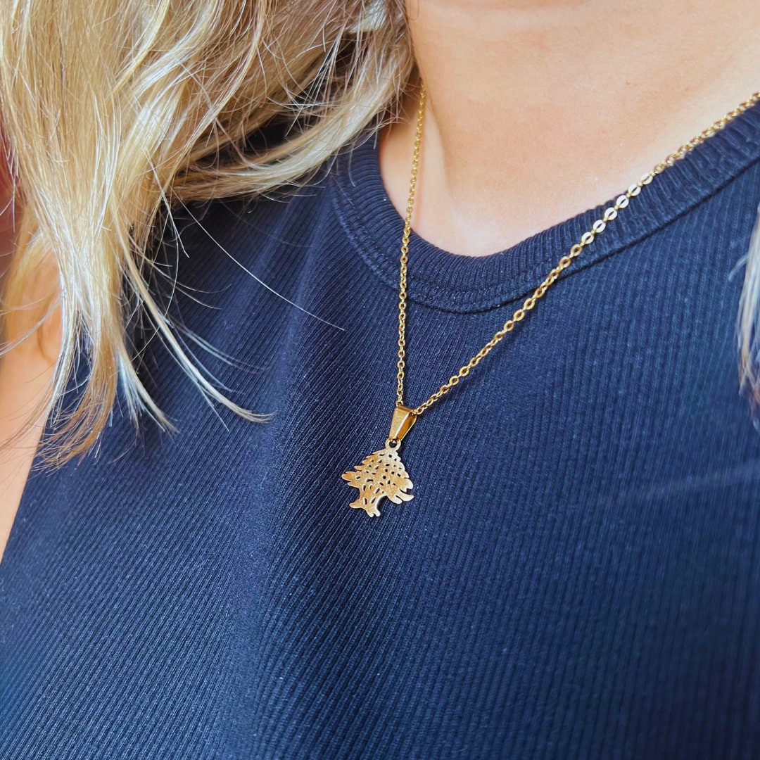 The Cedar of Lebanon Necklace Gold Plated 18K UNISEX / Lebanese Charm ...