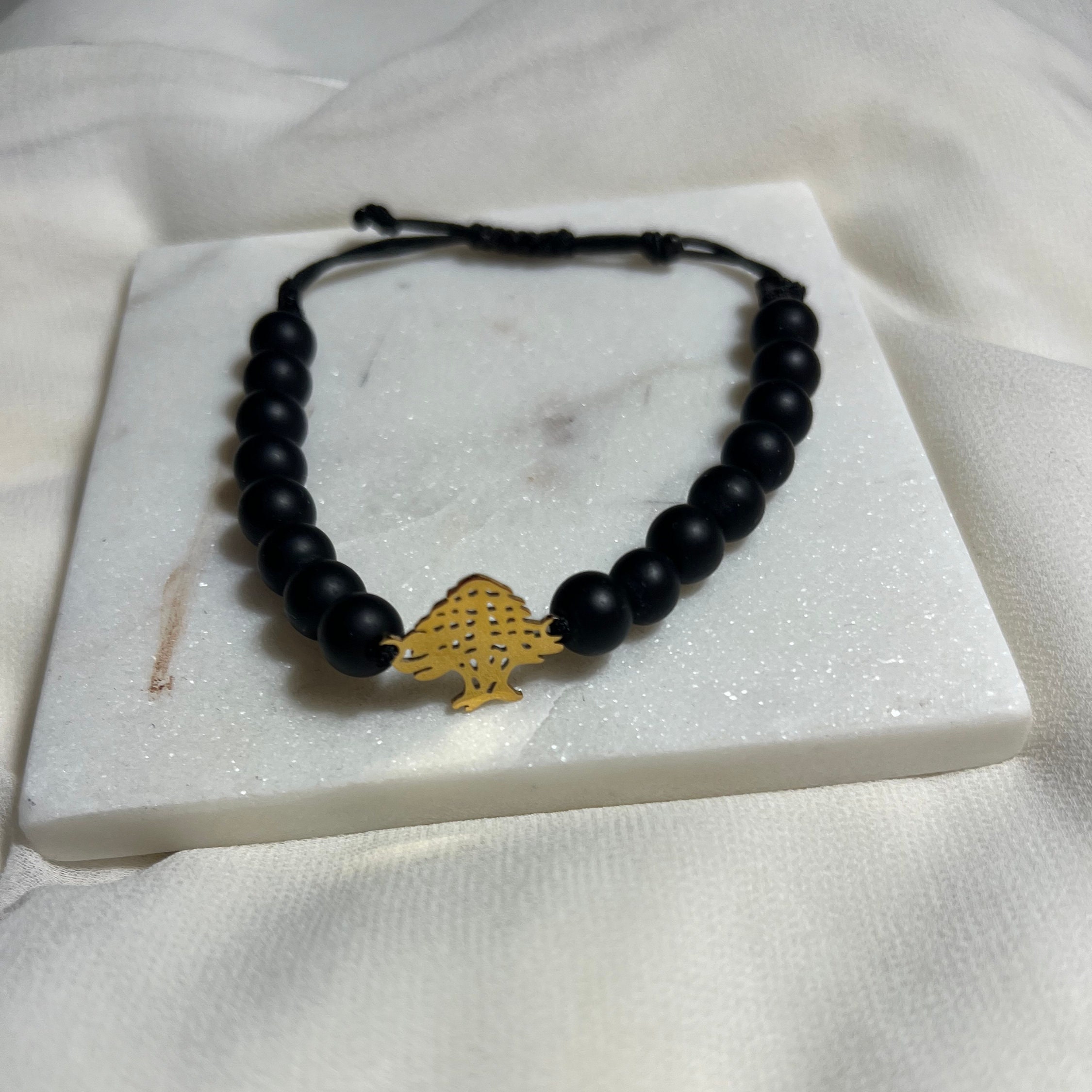 The Cedar of Lebanon Adjustable Bracelet Gold Plated 18K UNISEX Onyx ...