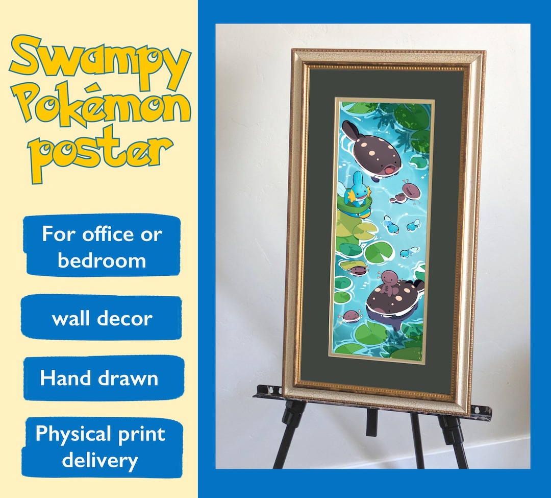 Pokemon Poster – Wooper & Clodsire Water Type Art Print – Cute Pokemon ...