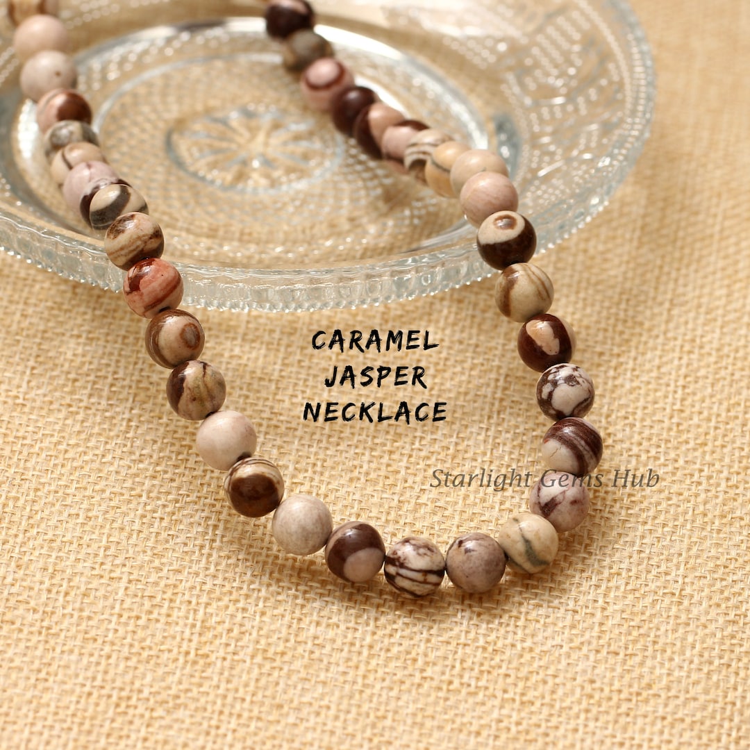 Natural Jasper Beaded Necklace-8mm Smooth Round Jasper Gemstone Jewelry ...