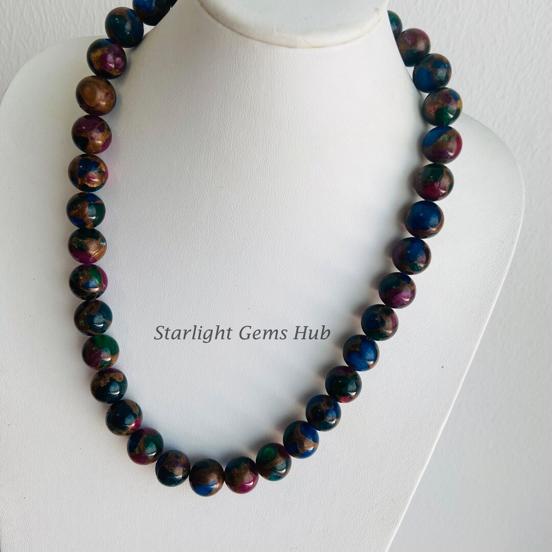 Classic Colorful Jasper Beaded Necklace-10mm Smooth Round Jasper ...