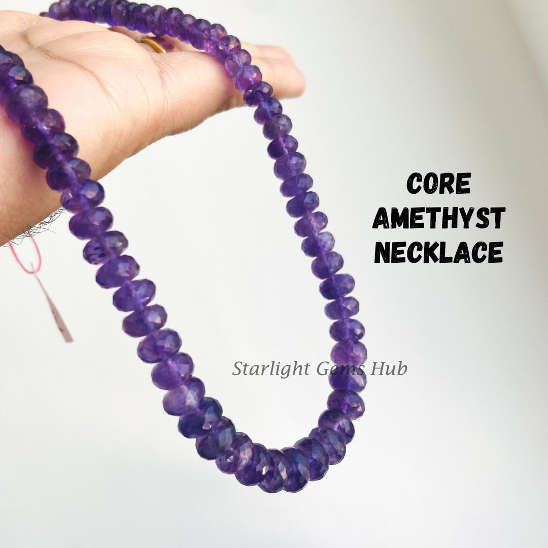 Astonishing Purple Amethyst Beaded Necklace-aaa 7mm-9mm Faceted Rondelle Amethyst Gemstone ...