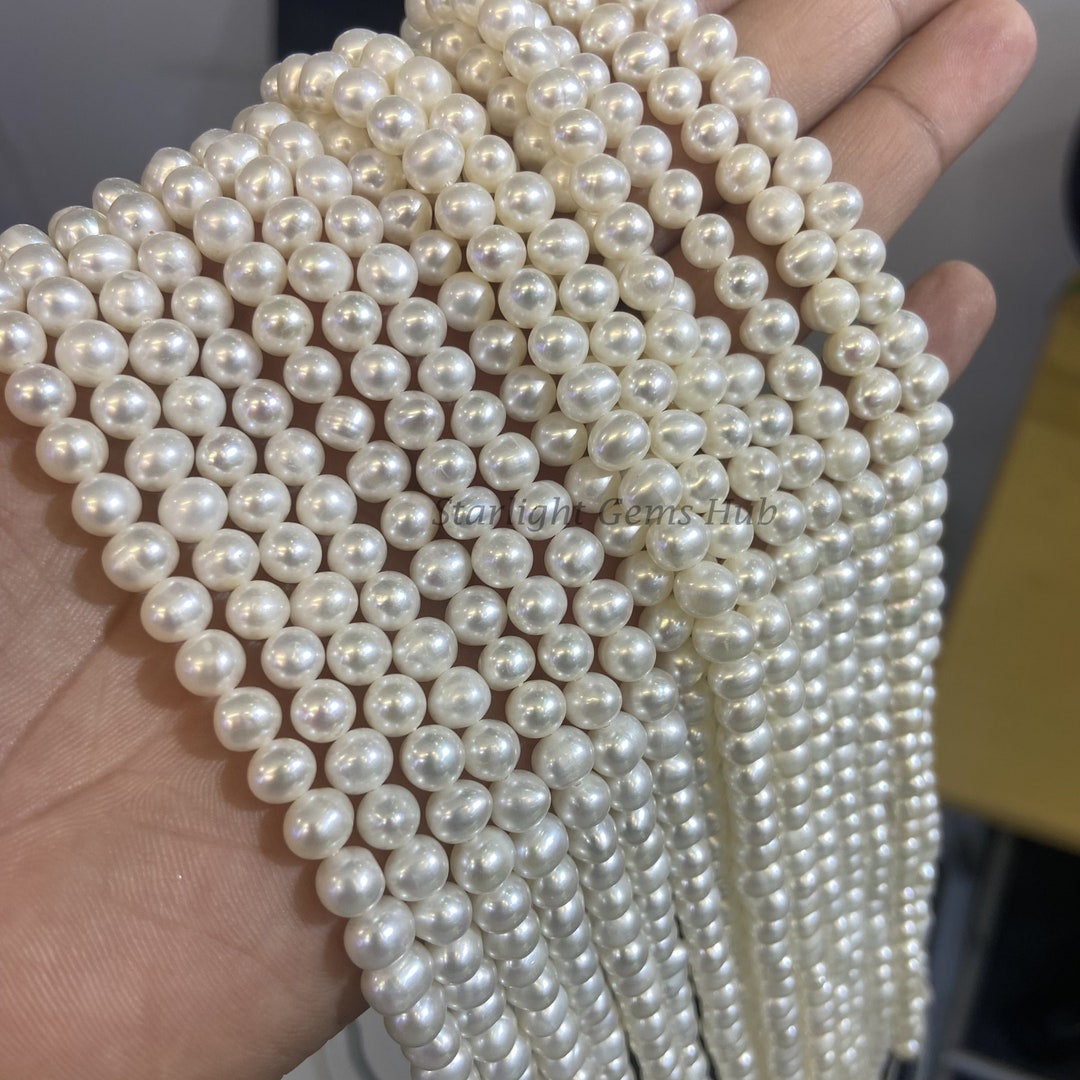 Natural Fresh Water Pearl Loose Beads Strand 6mm-7mm Smooth Potato ...