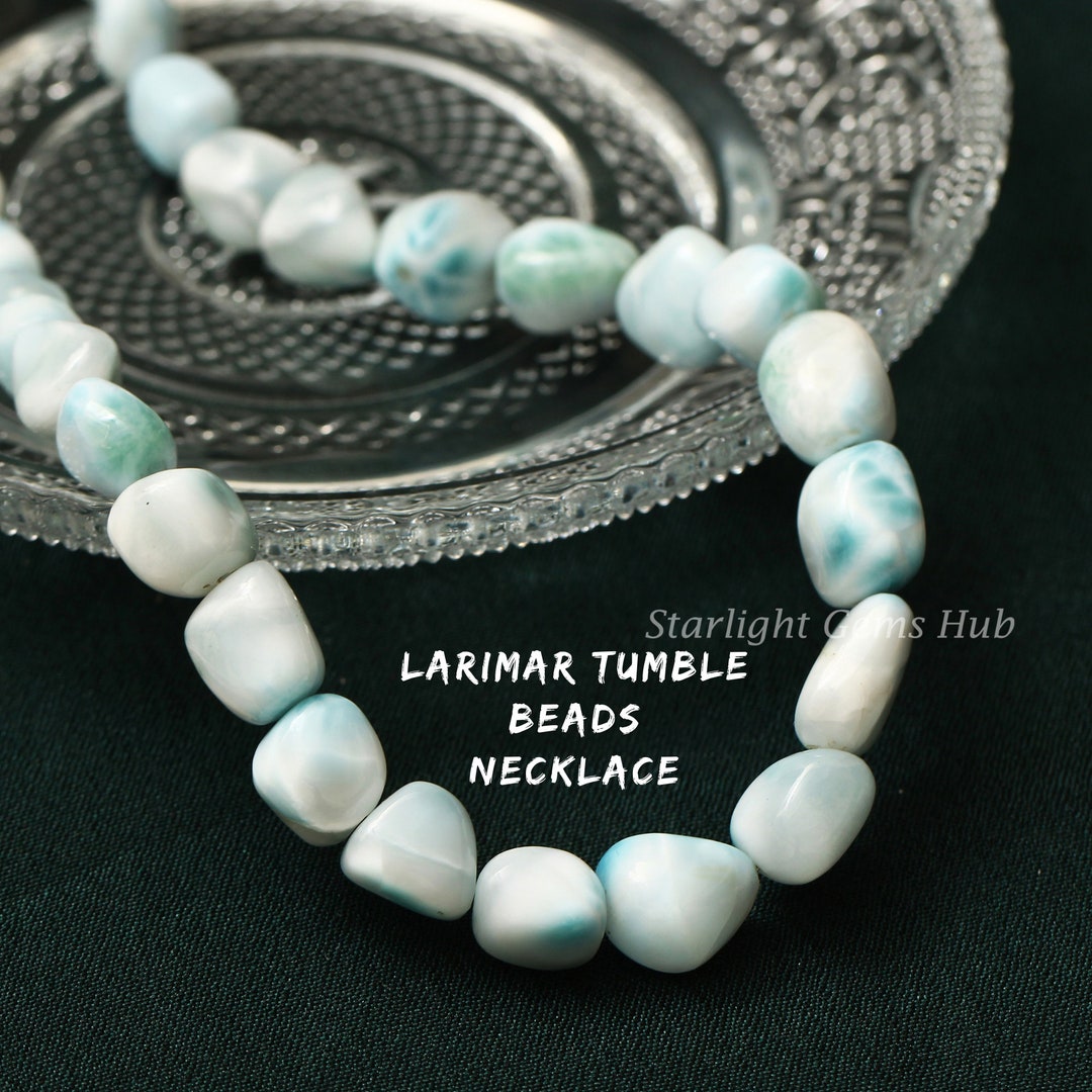 Colossal Dominican Republic Larimar Necklace-smooth Tumble Blue Larimar ...