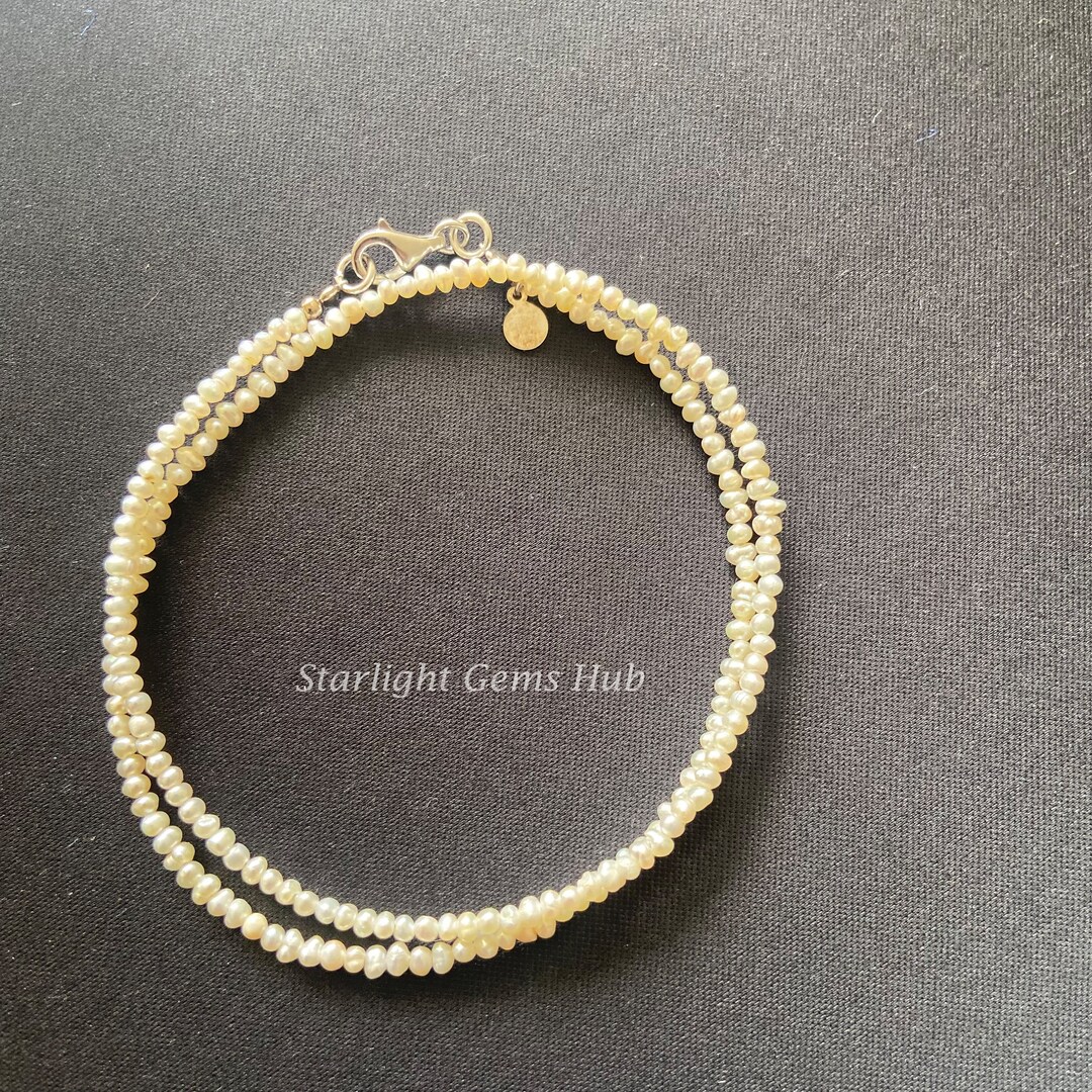 Freshwater Pearl Choker Necklace, 3mm White Beaded Jewelry - Etsy