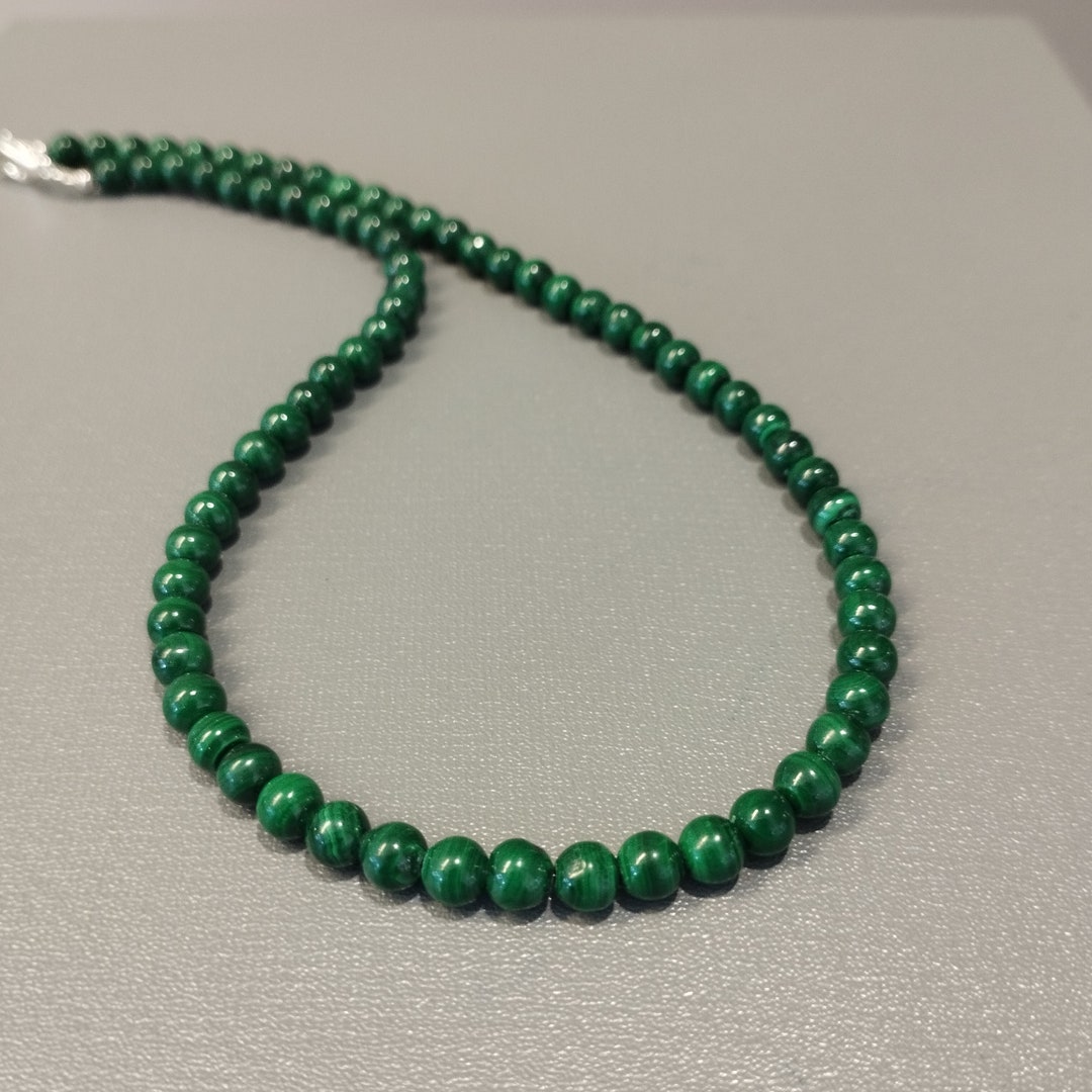 Collier rond en malachite lisse de 6 mm Bijoux en malachite naturelle ...