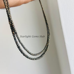 Golden Pyrite Layered Necklace, Minimalist Jewelry, 2mm Micro Faceted ...